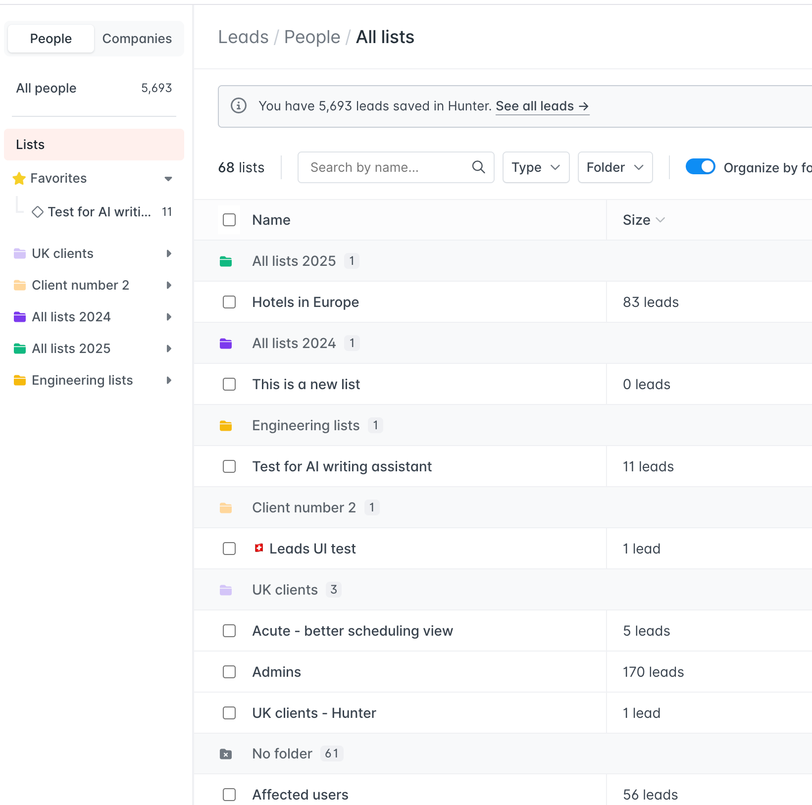 Easily organize and access your data with Dynamic Lists, Folders, and more